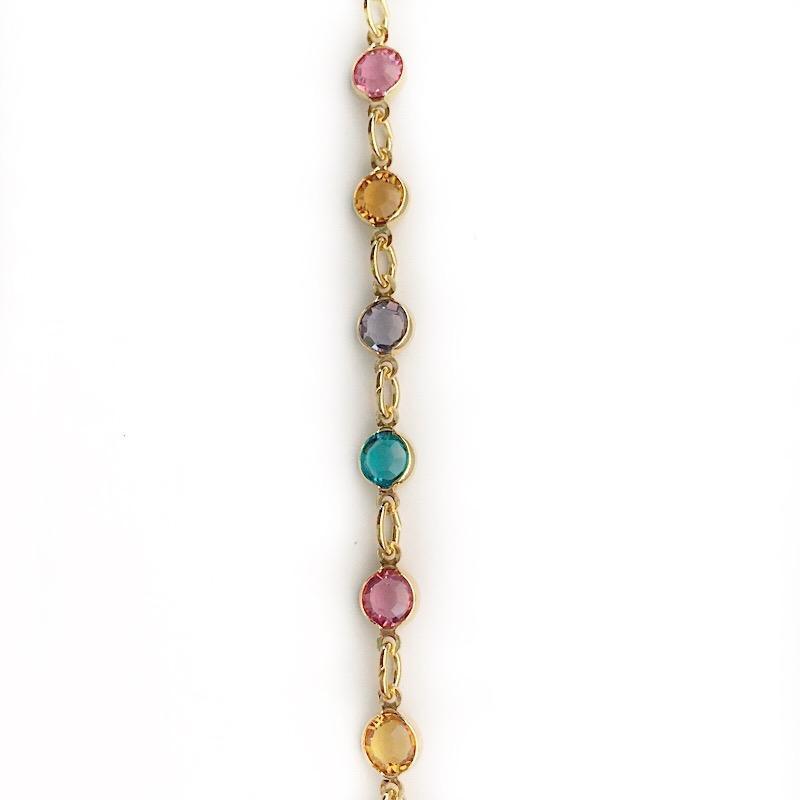 Mini Multi-Color Crystals in Gold Chain by the Inch | Chains by Design